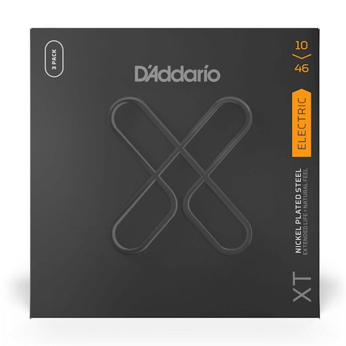 D'Addario XT Nickel Coated 3-Pack Guitar Strings, 10-46 Regular Light ...